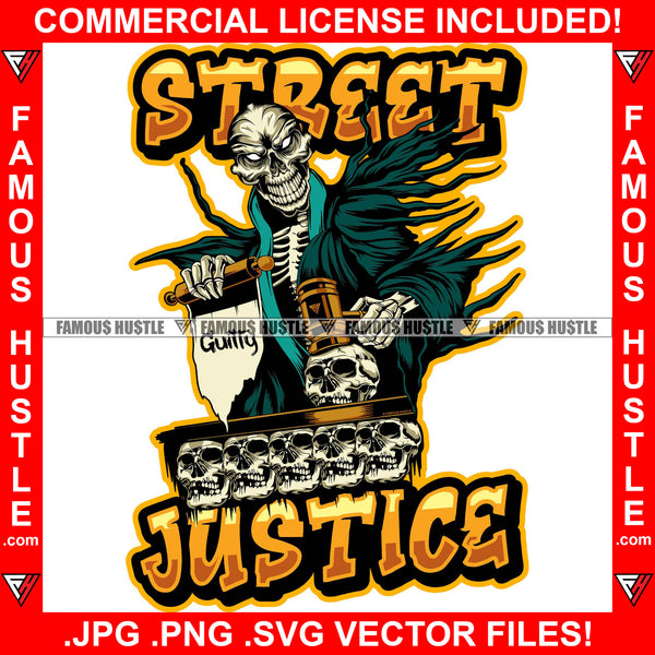 Street Justice Demon Savage Skull Skeleton Judge Gavel On Skulls Decis ...
