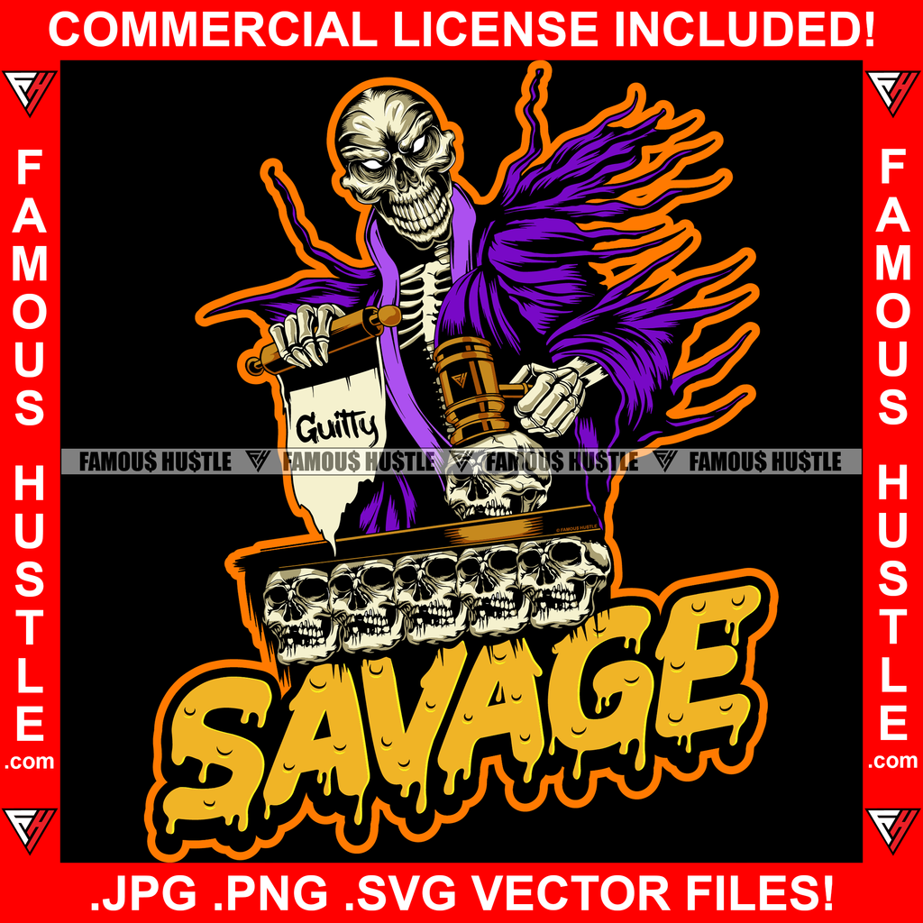 Savage Dripping Guilty Street Justice Demon Savage Skull Skeleton Judg ...