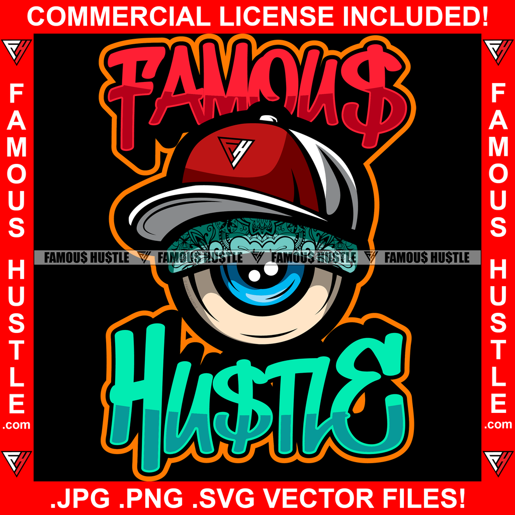 Famous Hustle Gangster Eye Cartoon Blue Bandanna Cap Hip Hop Rap Rappe ...