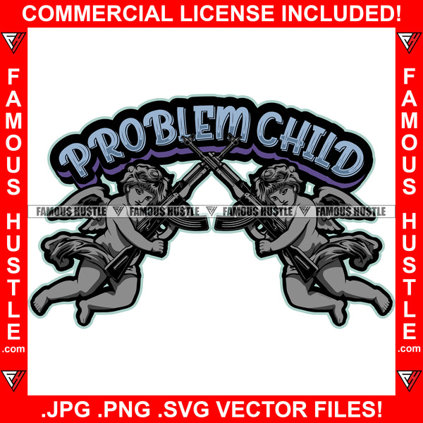 Problem Child Two Gangster Angels Wings Statue Machine Guns Hip Hop Ra ...