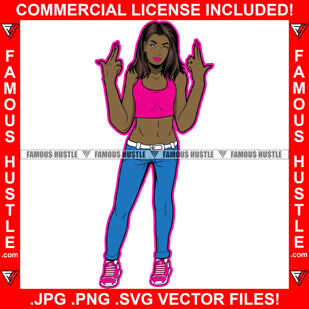 Haters Never Prosper Dripping Sexy Gangster Lady Female Gun Sign Hands ...