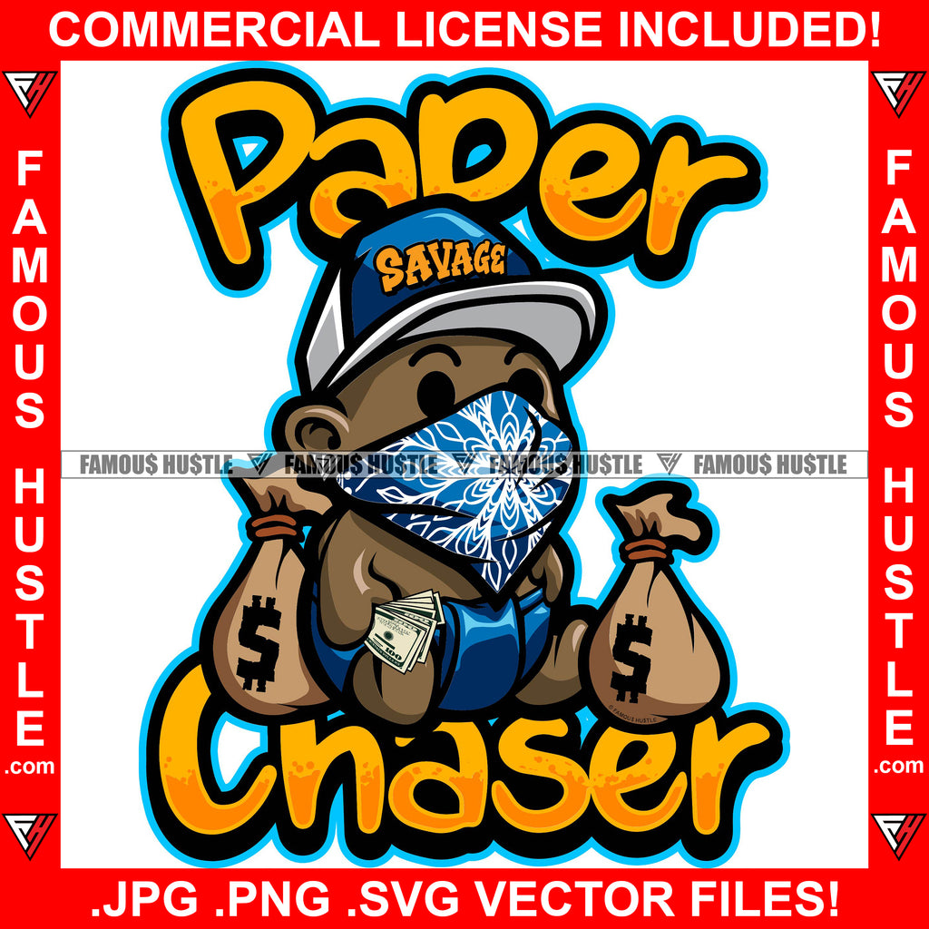 Paper Chaser Gangster Baby Black Boy Blue Bandanna Face Cover Mask Cap ...