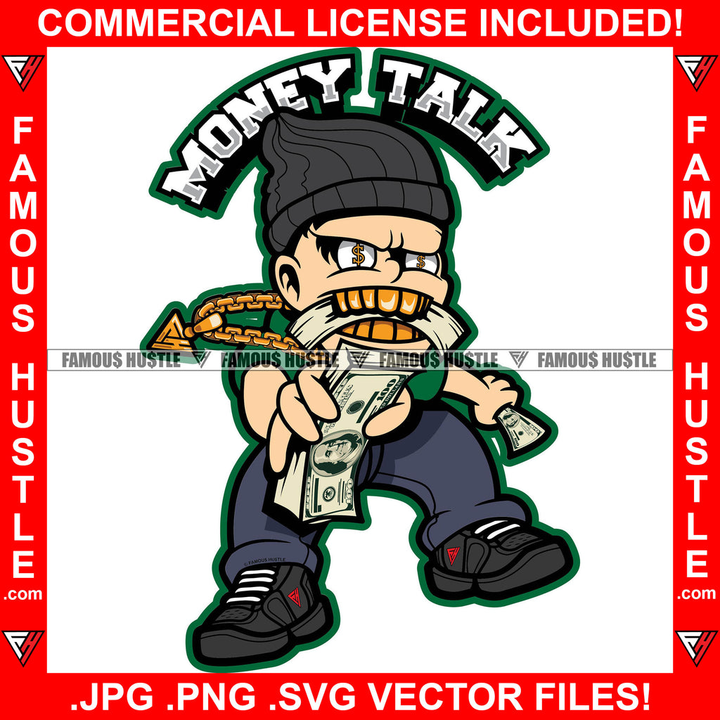 Money Talk White Gangster Boy Gold Teeth Eating Money Stack Dollar Sig ...