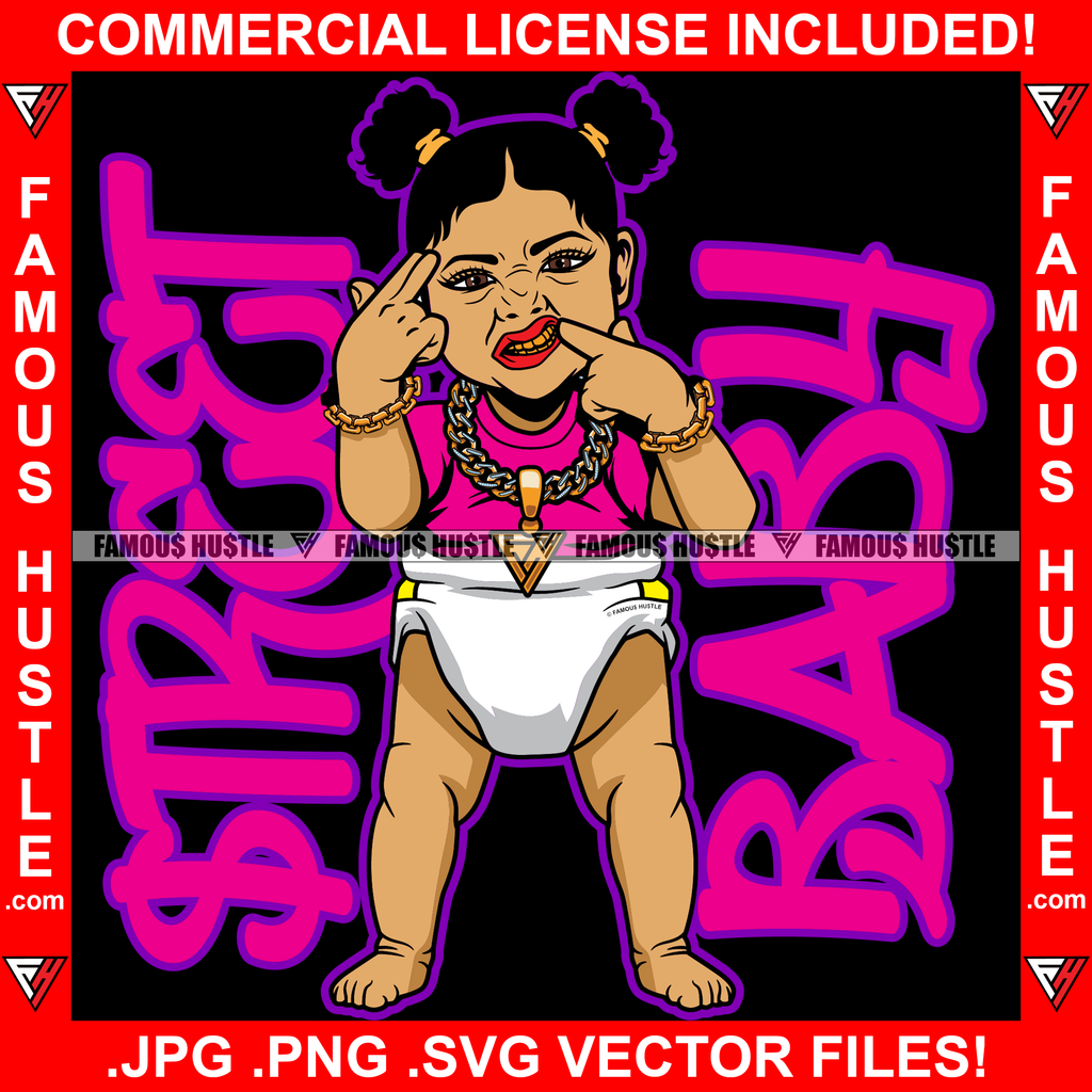 Street Baby Girl Diaper Woman Gold Diamond Necklace Lady Pig Tail Fema ...