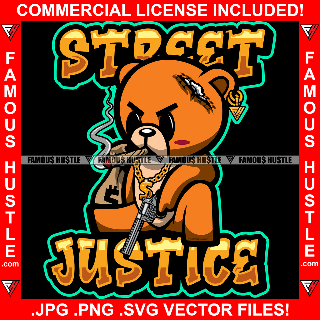 Street Justice Gangster Teddy Bear Mean Angry Face Patch Cigar Smoking ...