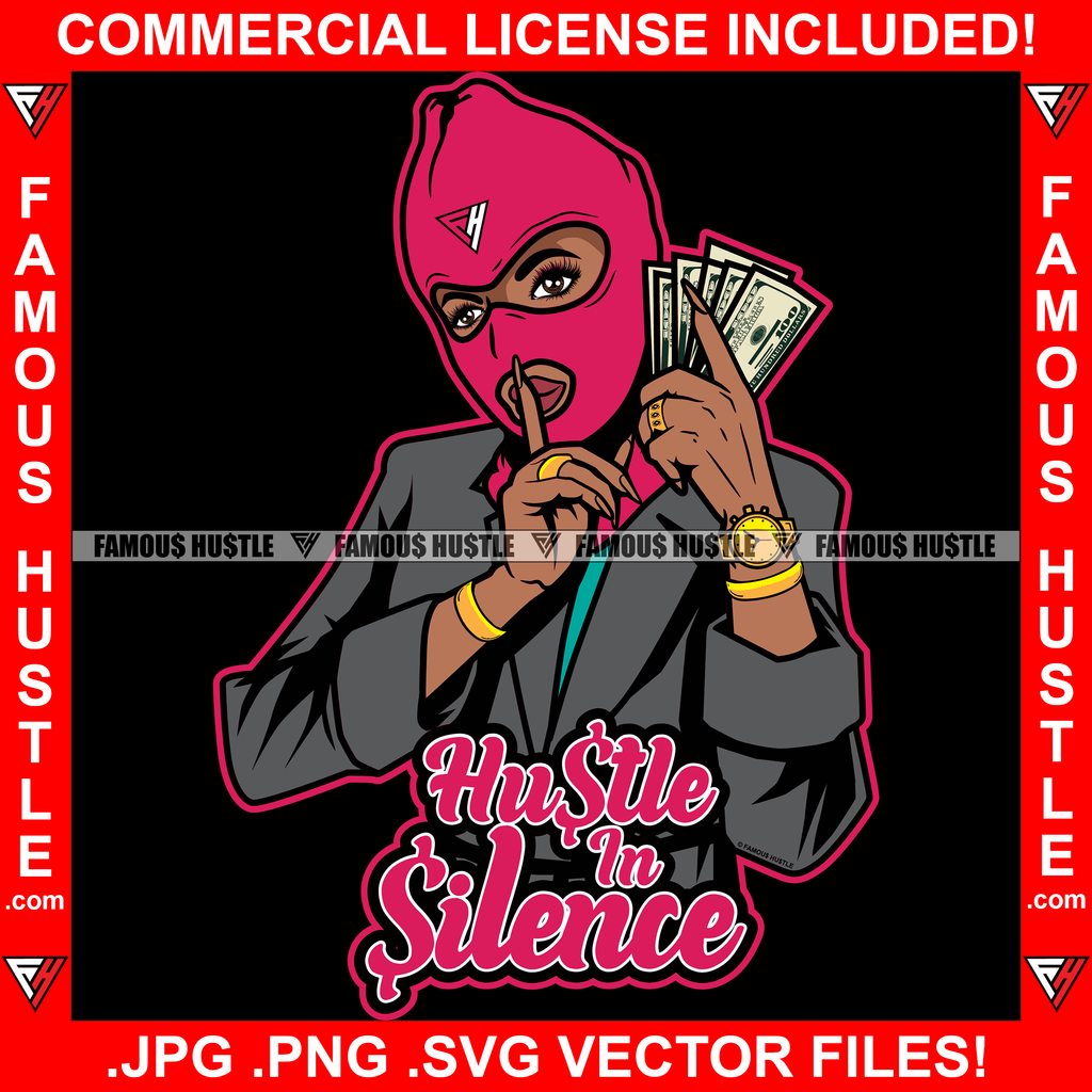 Sexy Gangster Woman Ski Mask Lady Gold Jewelry Girl Cash Money Shhh Si ...