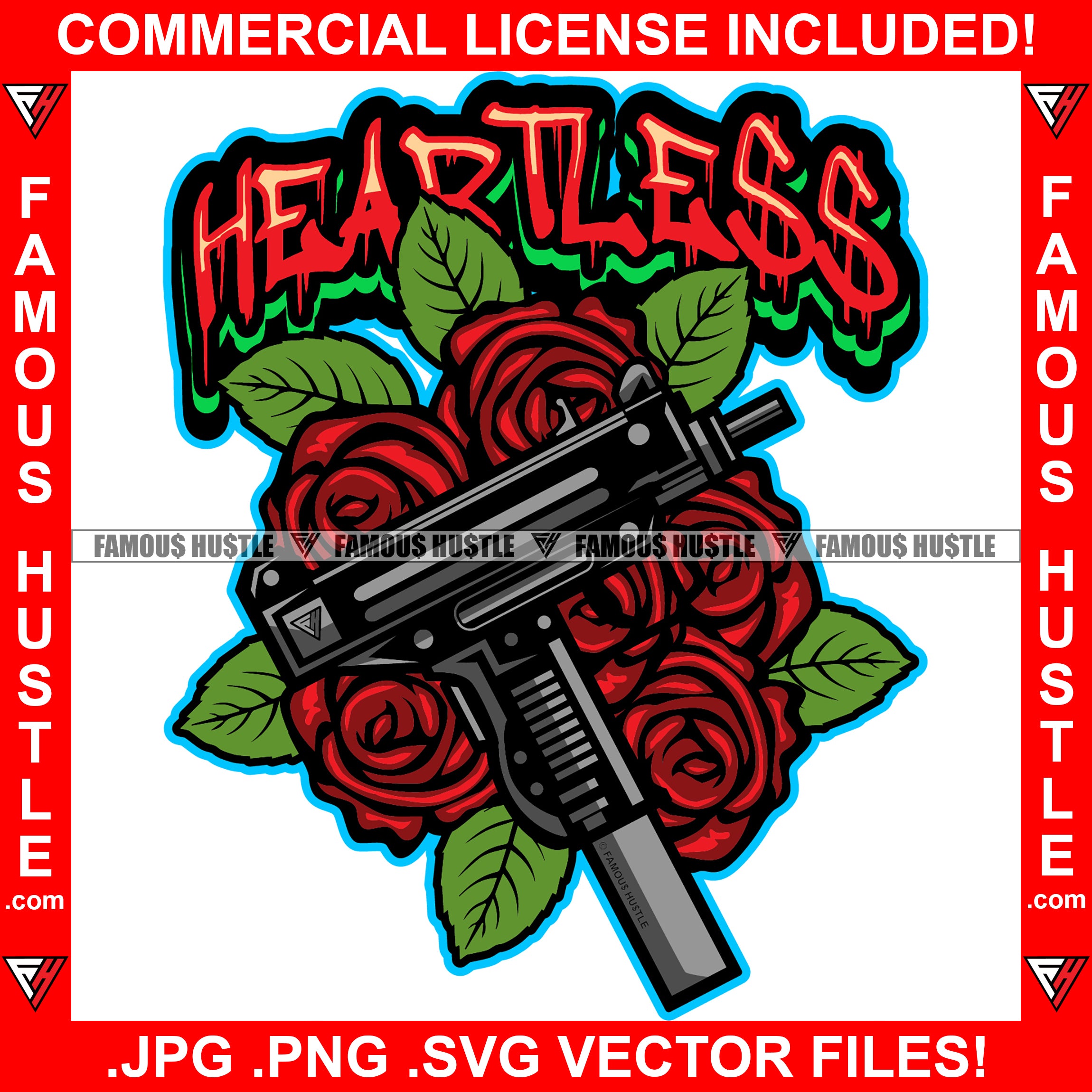 Heartless Dripping Red Roses Machine Gun Fire Smoke Quote Saying Trend ...