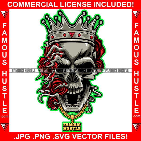 Angry King Skull Head Red Roses Crown Man Face Skeleton Gangster Hip H ...