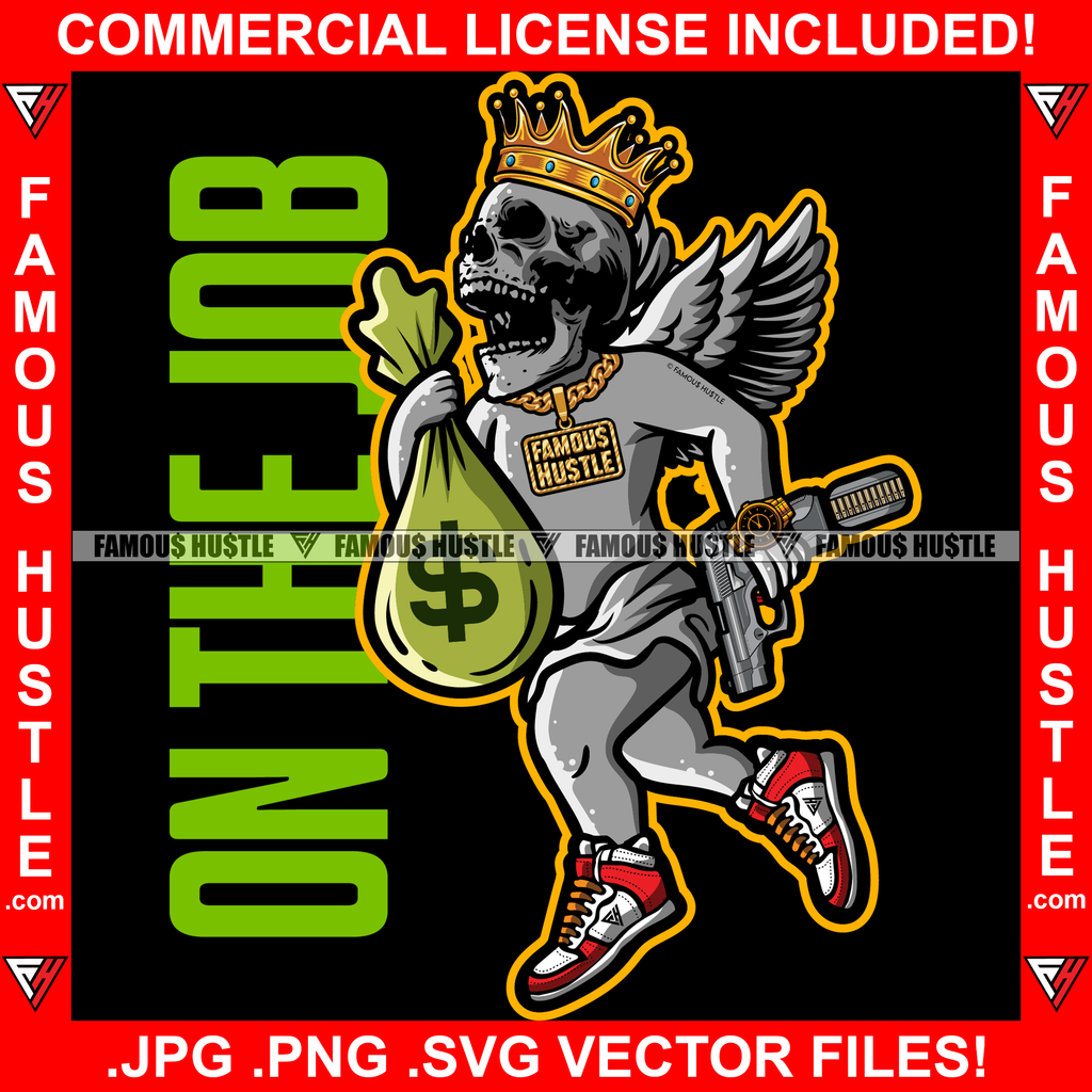 On The Job King Gangster Skull Face Trap Devil Wings Statue Cash Money ...