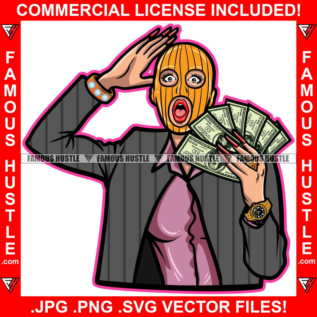 Oh My Cash! Sexy Gangster Lady Female Ski Mask Cash Money Gold Diamond ...