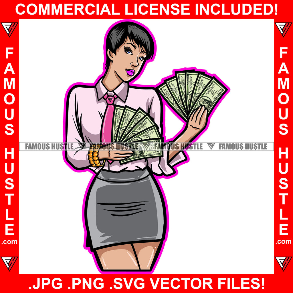 Cash Love Sexy Gangster Lady Female Cash Money Gold Jewelry Pink Tie S ...