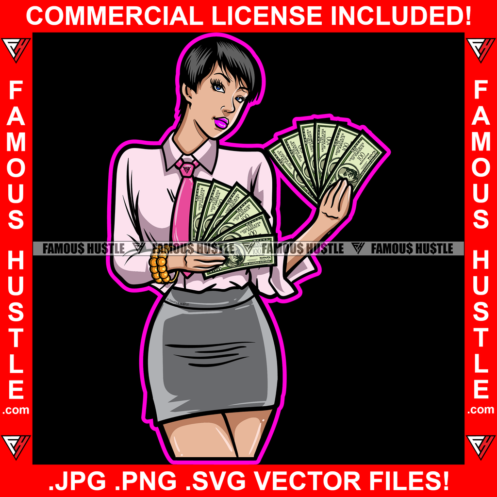 Cash Love Sexy Gangster Lady Female Cash Money Gold Jewelry Pink Tie S ...