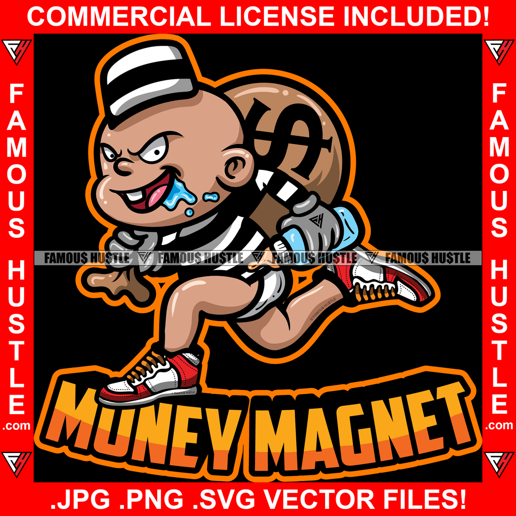 Money Magnet Prison Uniform Running Money Bag Cash Water Bottle Sneake ...