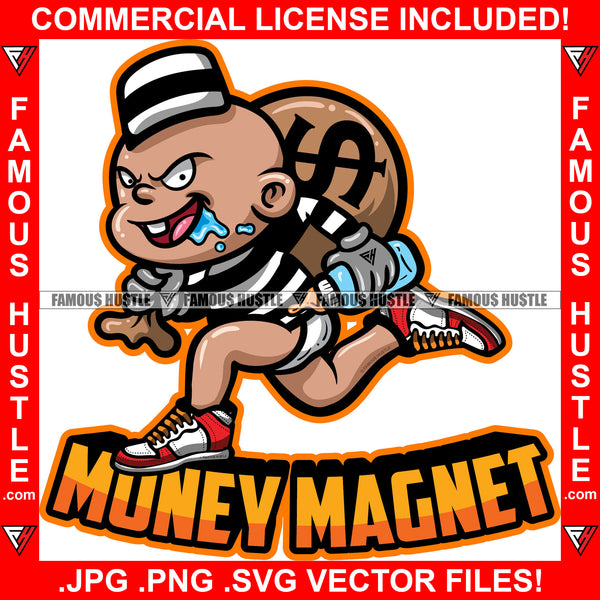 Money Magnet Prison Uniform Running Money Bag Cash Water Bottle Sneake ...