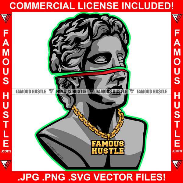 King Famous Hustle Man Statue Face Breaking Apart Broken Gold Jewelry ...