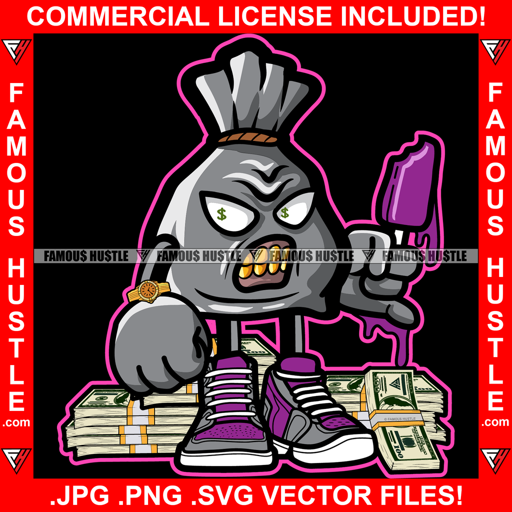 Money And Power Dripping Money Bag Dollar Sign Eyes Mean Face Cash Sta ...