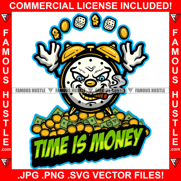 Time Is Money Gangster Alarm Clock Cartoon Character Mean Face Cigar S ...