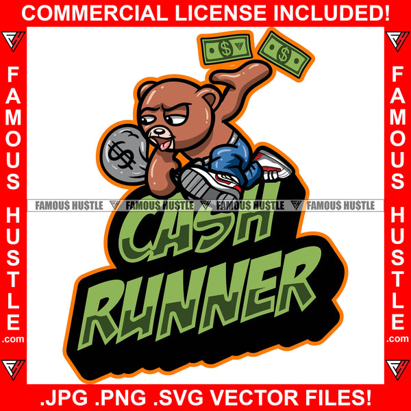 Cash Runner Gangster Teddy Bear Money Falling Bag Sneakers Hip Hop Rap ...