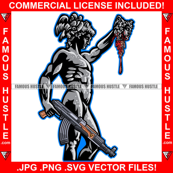 Street Man Statue Cutting Op Opp Enemy Bloody Heads Off Machine Gun Hi ...