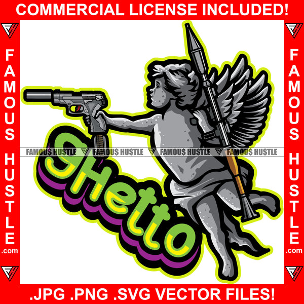 Shetto Gangster Angel Wings Statue Rocket Launcher Machine Gun Pistol ...