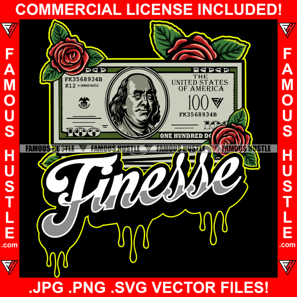 Finesse Dripping Gangster 100 Dollar Bill Red Roses Hip Hop Rap Rapper ...