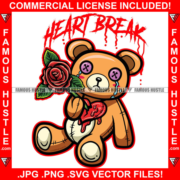 Heart Break Broken Teddy Bear Sad Crying Puddle Tears In Button Eyes R ...