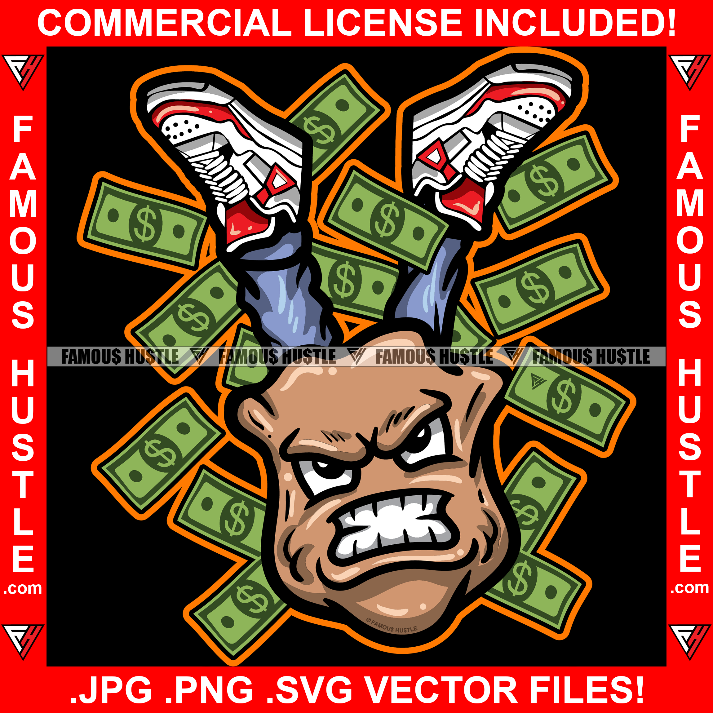 In My Bag Man Boy Cash Money Falling Angry Face Sneakers Hip Hop Rap R ...