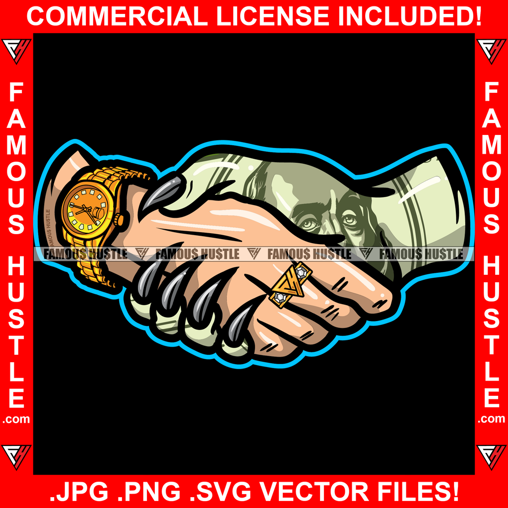 Trust No One Man Hand Shaking With Cash Money Gold Watch Jewelry Hip H ...