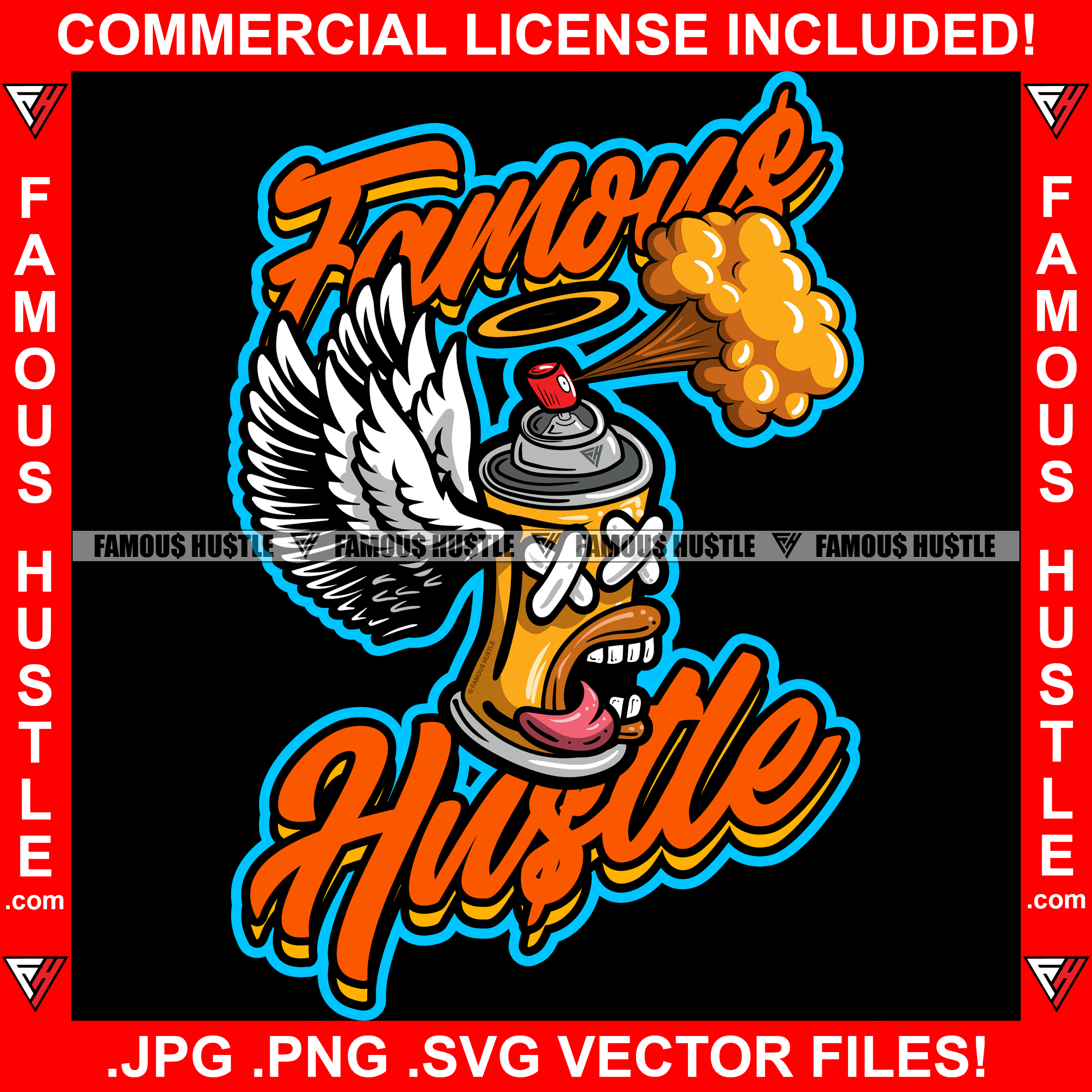 Famous Hustle Gangster Spray Bottle Angry Cross Eyes Angel Wings Halo ...