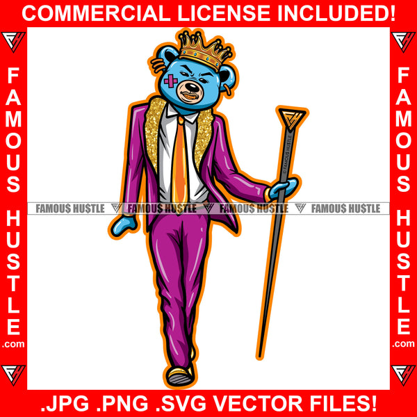 Bad Pimp King Gangster King Teddy Bear Scar Mean Face Gold Teeth Jewel ...