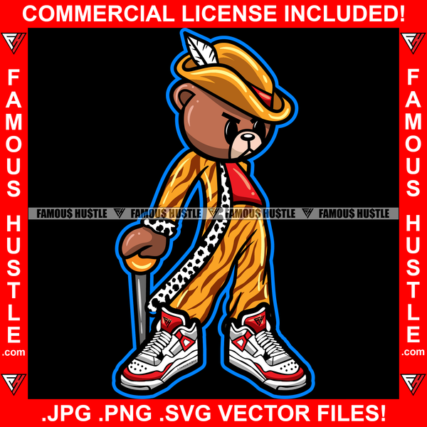 Straight Pimp Gangster Boss Teddy Bear Angry Mean Face Dress Alpine Ha ...