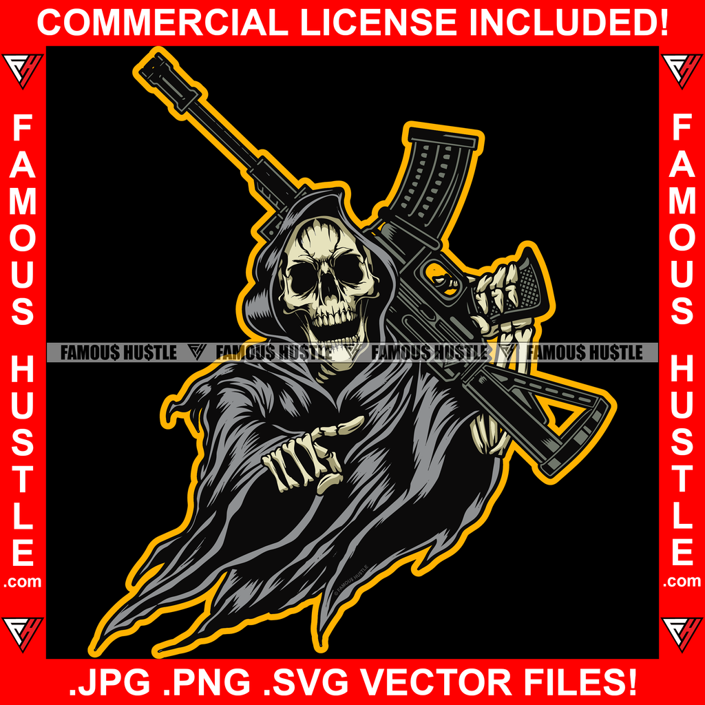 Street Demon Angel Grim Reaper Skull Skeleton Machine Gun Hip Hop Rap ...