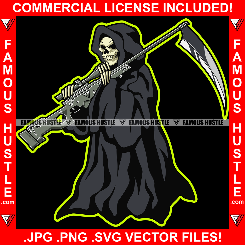 Savage Grim Reaper Skull Skeleton Machine Gun Hip Hop Rap Rapper Plug ...