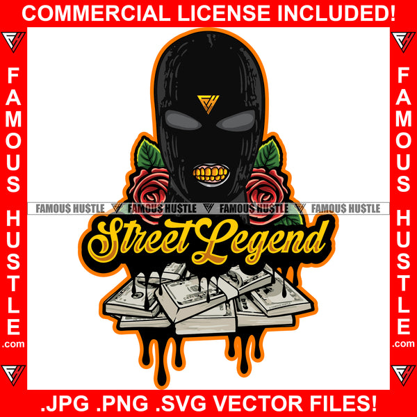 Street Legend Dripping Gangster Ski Mask No Eyes Gold Teeth Cash Money ...