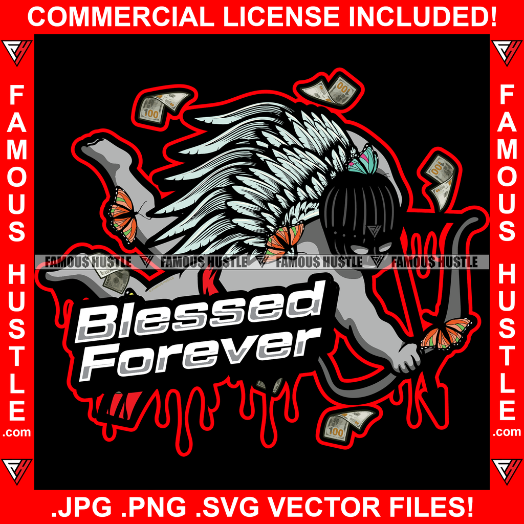 Blessed Forever Dripping Drip Gangster Black Angel Statue Ski Mask Sho ...