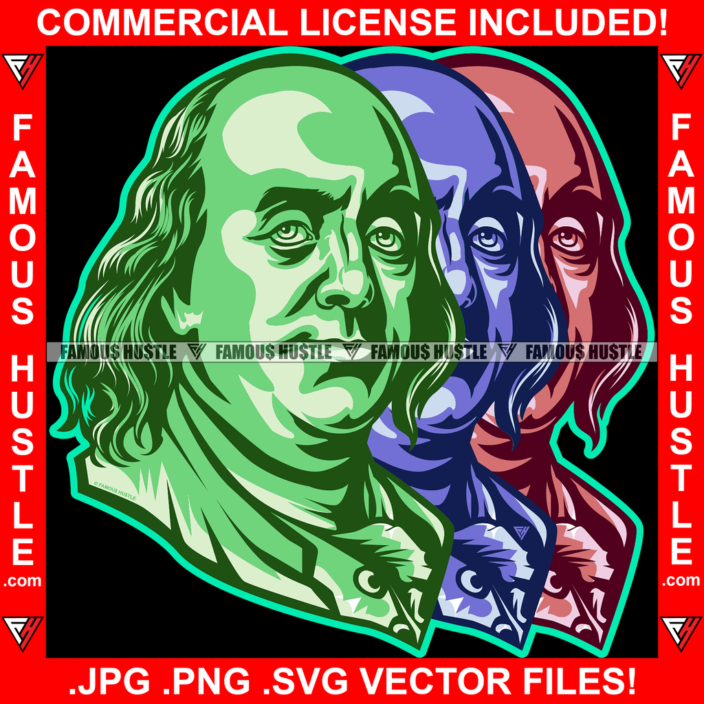 Gangster President Ben Franklin Three Colors Red Green Blue Hip Hop Ra ...