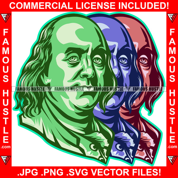 Gangster President Ben Franklin Three Colors Red Green Blue Hip Hop Ra ...