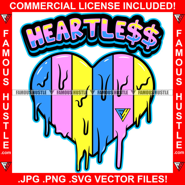 Heartless Heart Rainbow Dripping Multi Color Dollar Sign Tattoo Hip Ho ...
