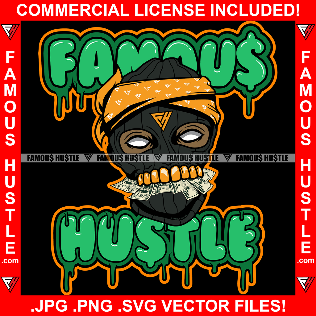Famous Hustle Dripping Black Ski Mask Gangster Man Mean Face Gold Teet ...