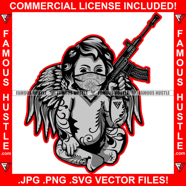 Angel Of Death Baby Hustle Gangster Statue Angel Wings Face Bandanna M ...