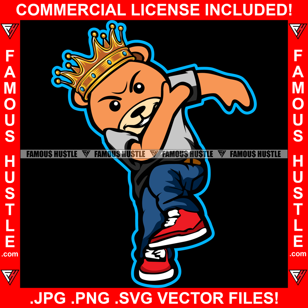 Nab Dripping King Gangster Teddy Bear Mean Face Sneakers Making Moves ...