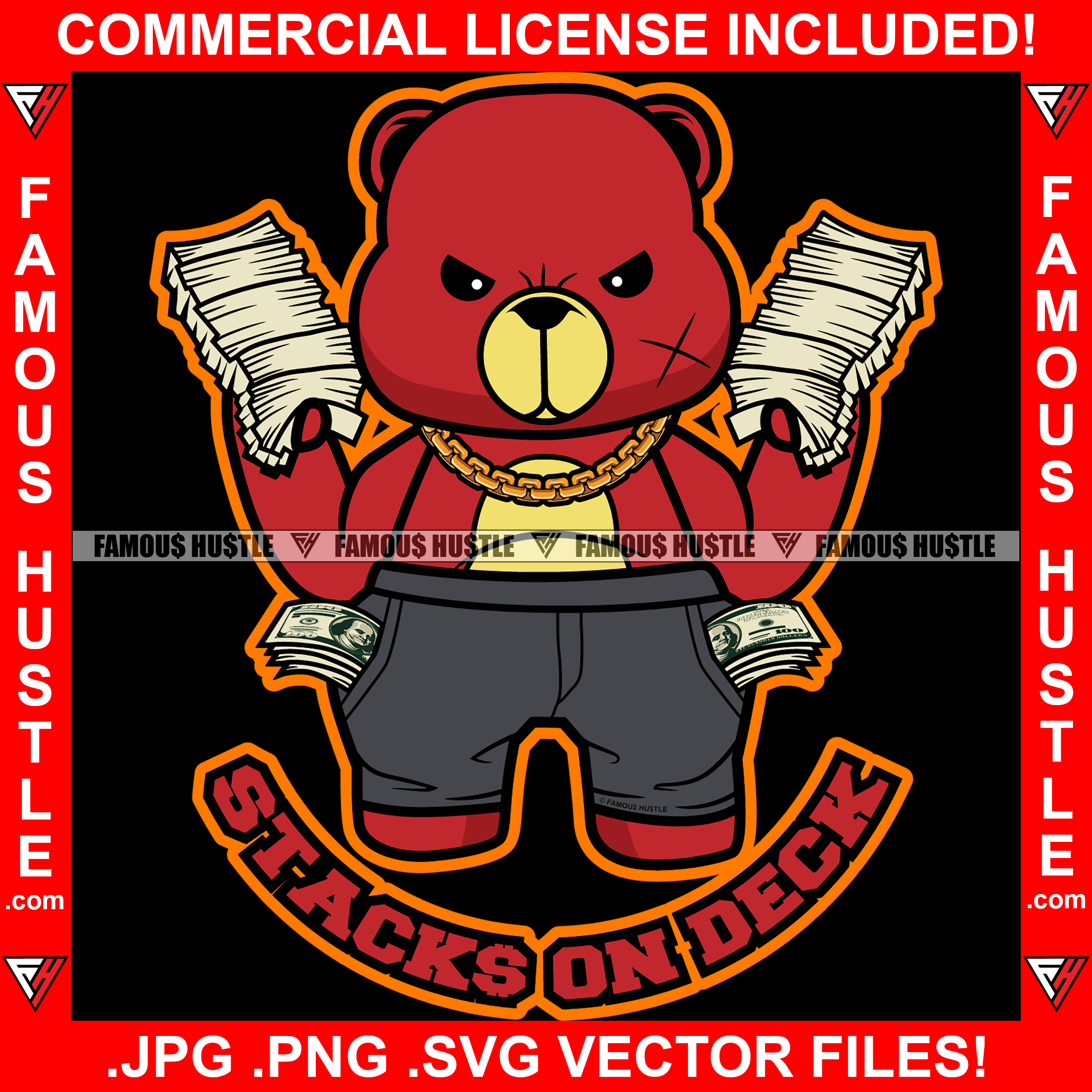 Stacks On Deck Male Gangster Red Teddy Bear Gold Chain Necklace Scar F ...