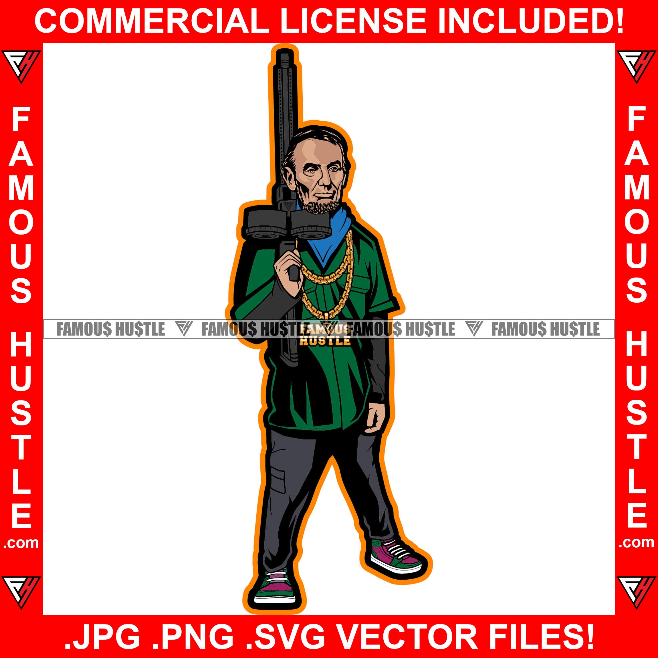 Hottest In The Streets Gangster President Abe Lincoln Machine Guns Gol ...