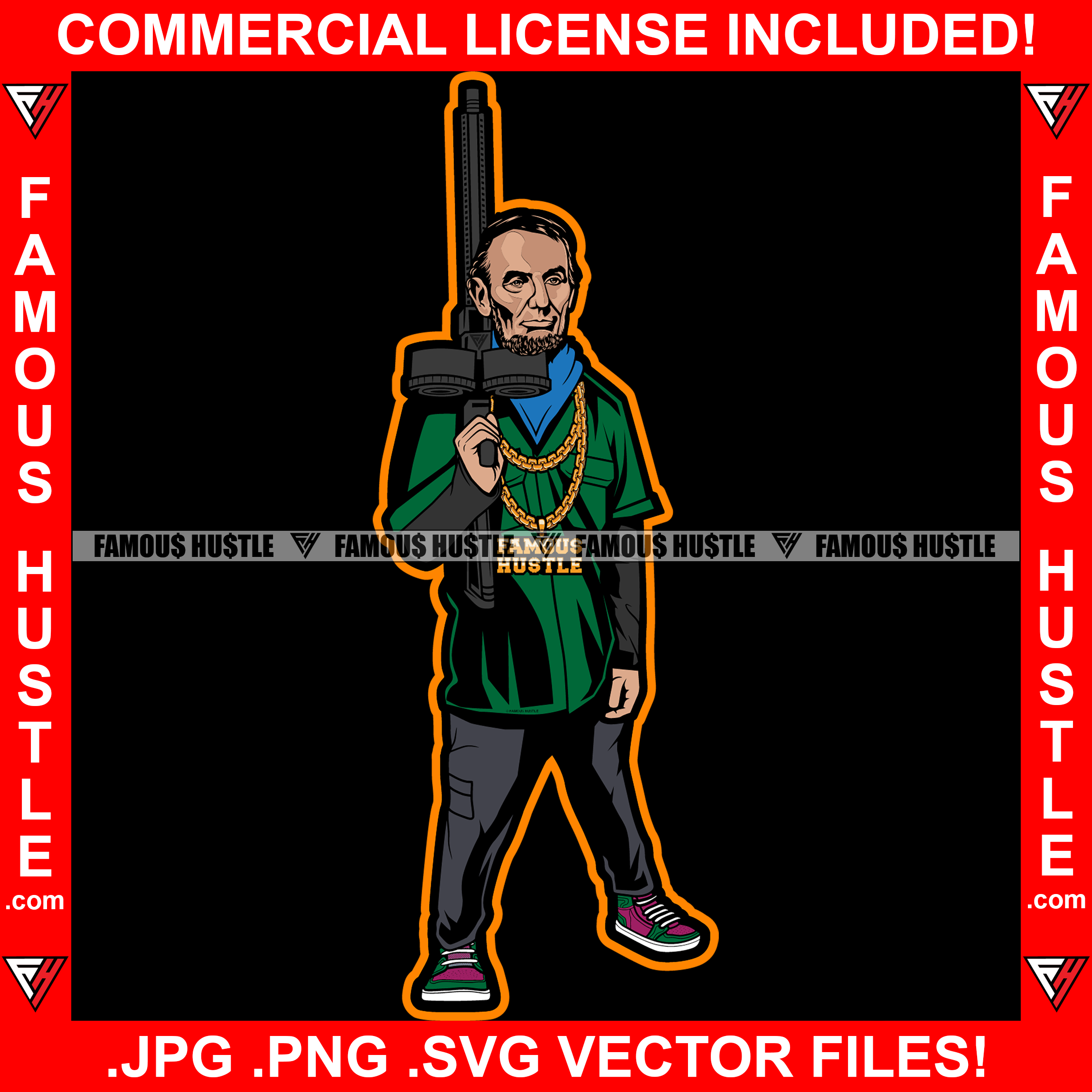 Hottest In The Streets Gangster President Abe Lincoln Machine Guns Gol ...