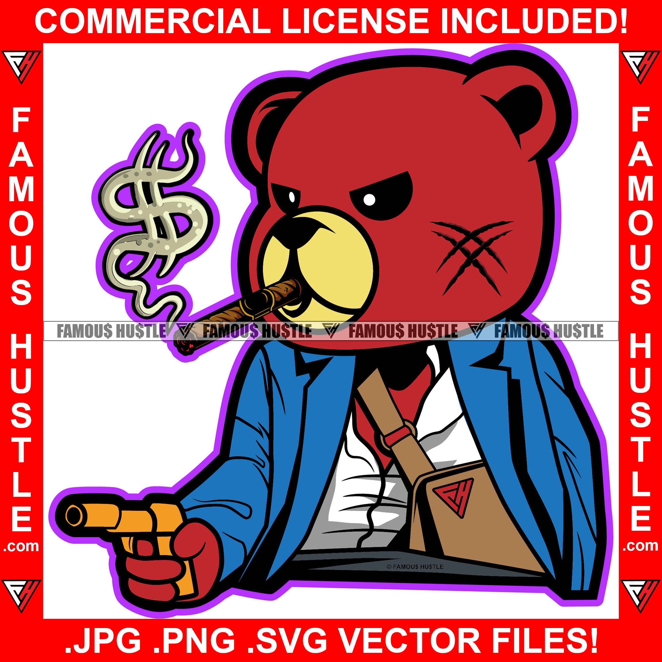 Have A Good Trip Red Teddy Bear Scar Face Cigar Smoking Dollar Sign Go ...