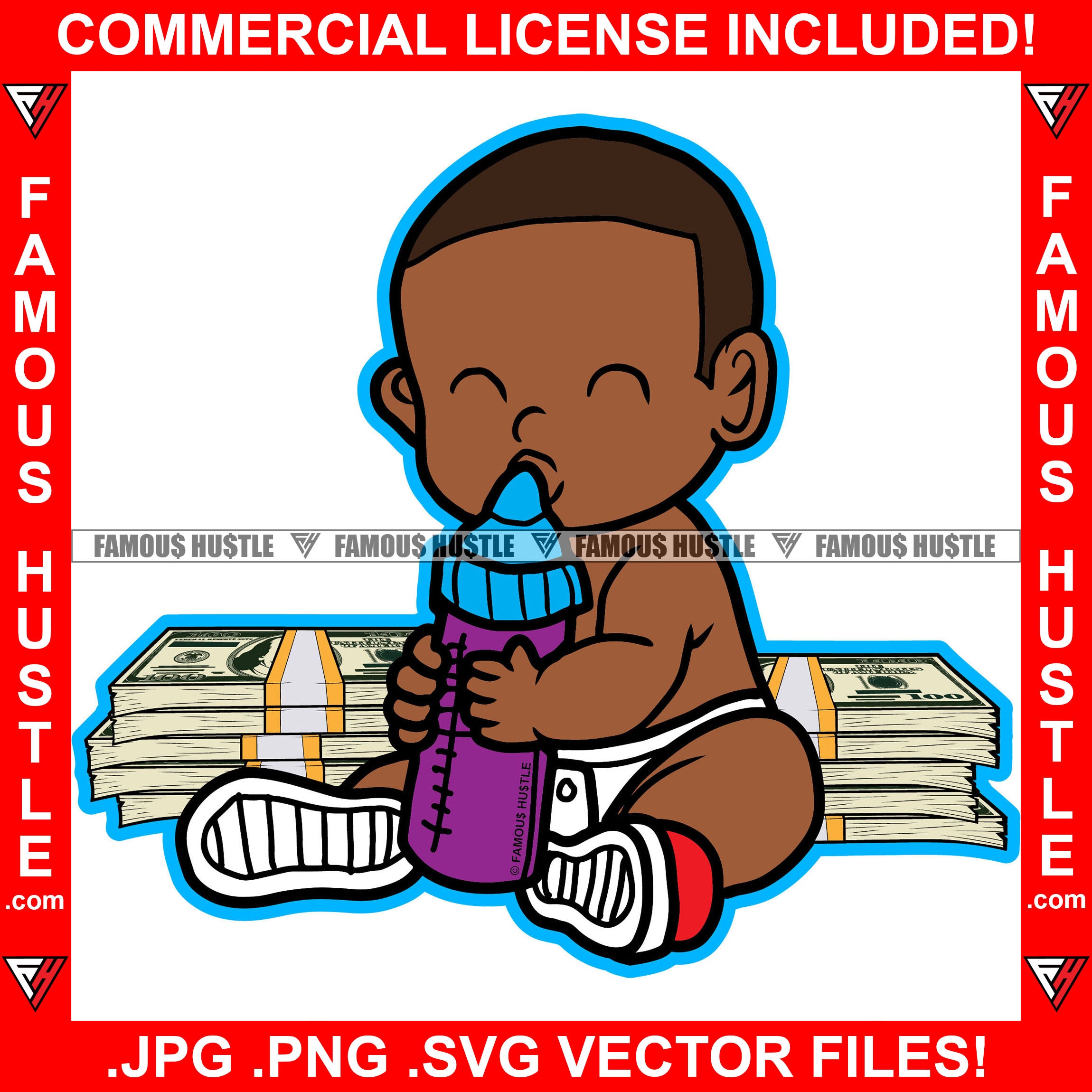 Get Your Weight Up Gangster Baby Boy In Diaper Feeder Bottle Cash Mone ...