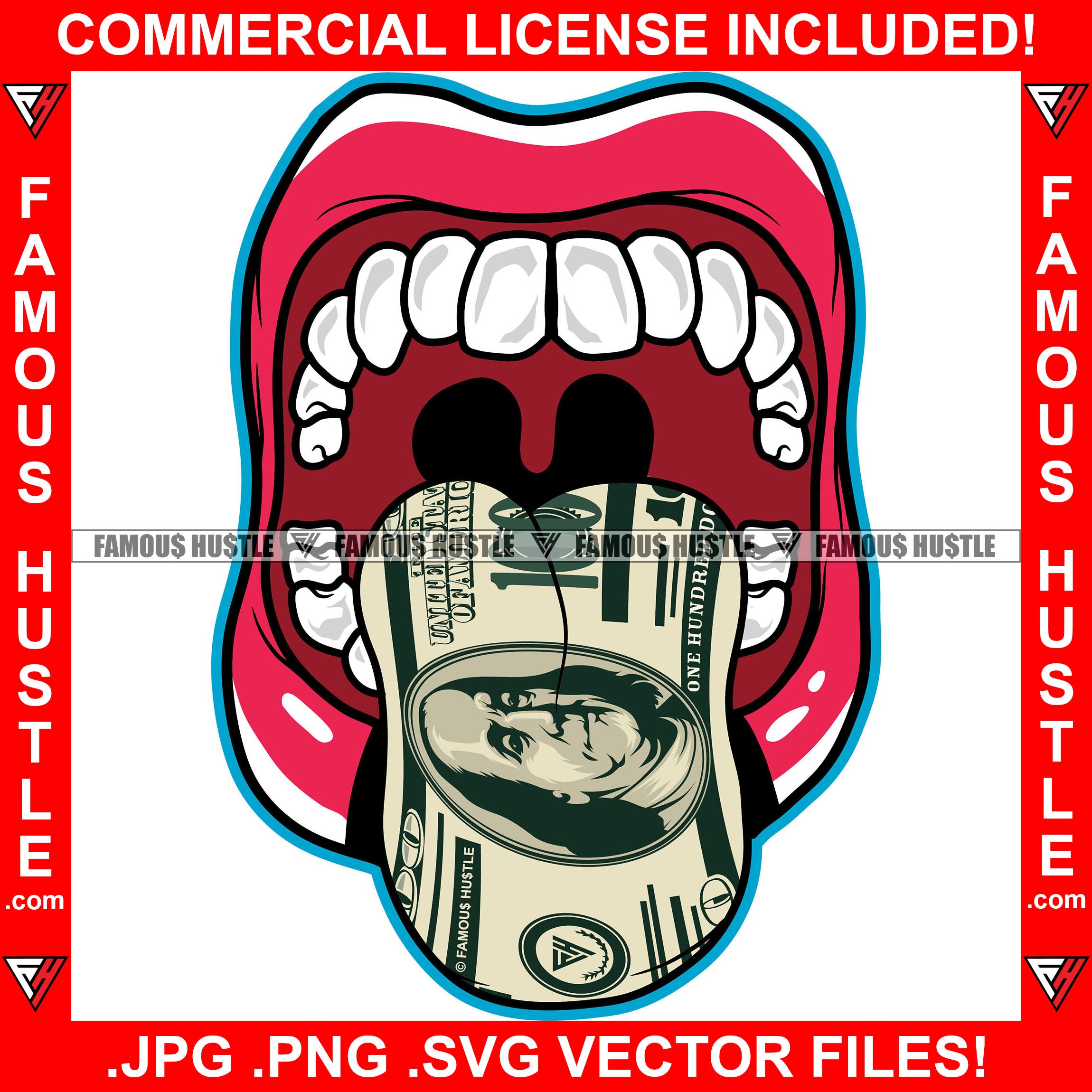 Money Talk Open Mouth Cash Sticky Tongue Stick Out Teeth Hip Hop Rap R ...