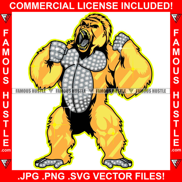 Gangster Gorilla Growling Ape Made Of Gold Diamond Hip Hop Rap Rapper ...
