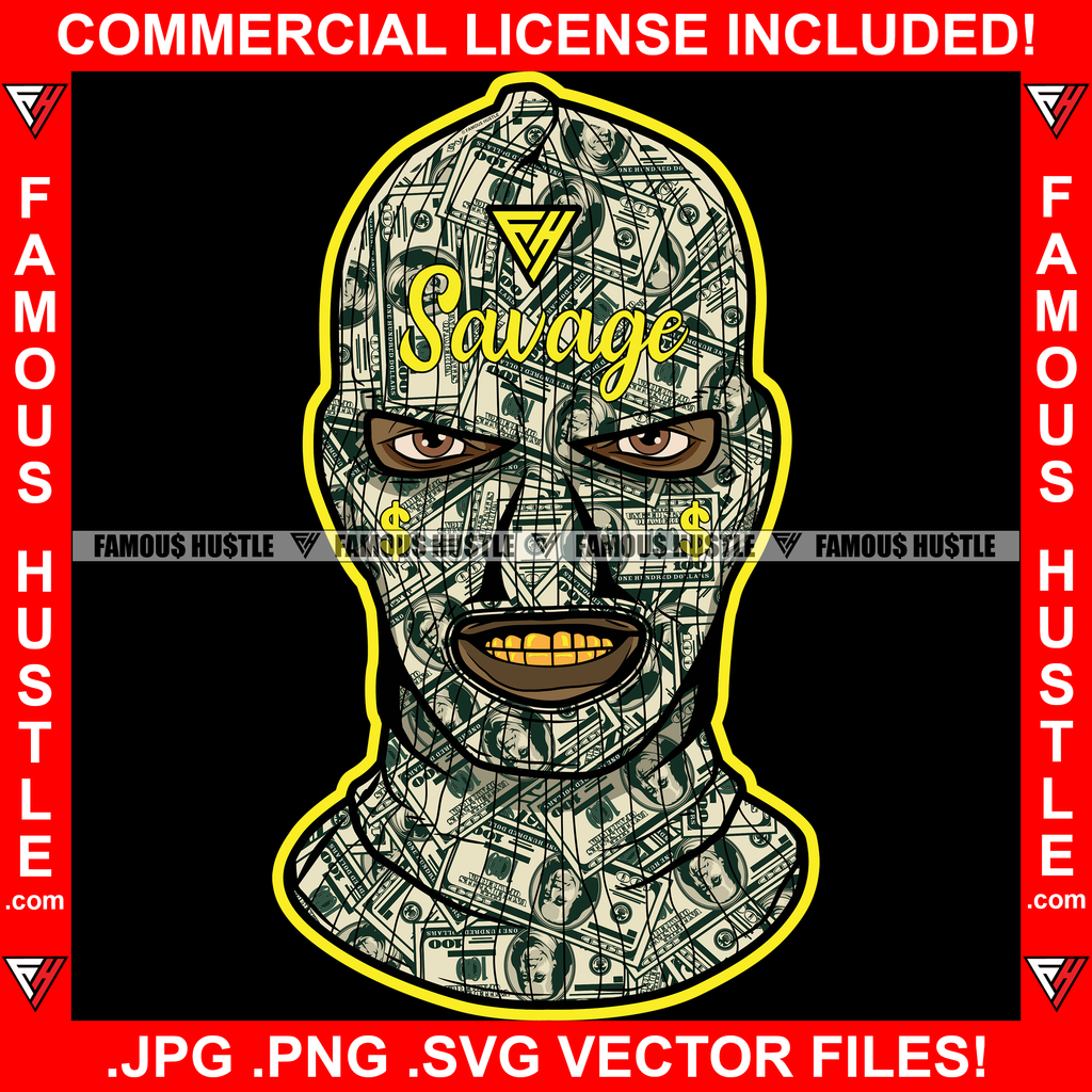 Savage Ski Mask Made Of Cash Money Face Gold Teeth Hip Hop Rap Rapper ...