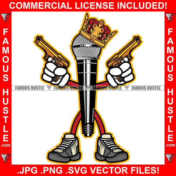 King Mic Gold Guns Both Hands Sneakers Hip Hop Rap Rapper Plug Trap St ...